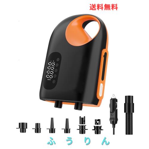OBEST SUPポンプ 20PSI電動パドルボードポンプ SUP用電動エアーポンプ 空気入れ 空気抜き 両対応 6種類のノズル付き 自動停止機能 12V DC