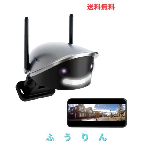 【180°超広視角】GENBOLT 400万画素 防犯カメラ ワイヤレス 屋外 監視カメラ Wi-Fi ネットワークカメラ カラー暗視 AI人体検知 声光威嚇