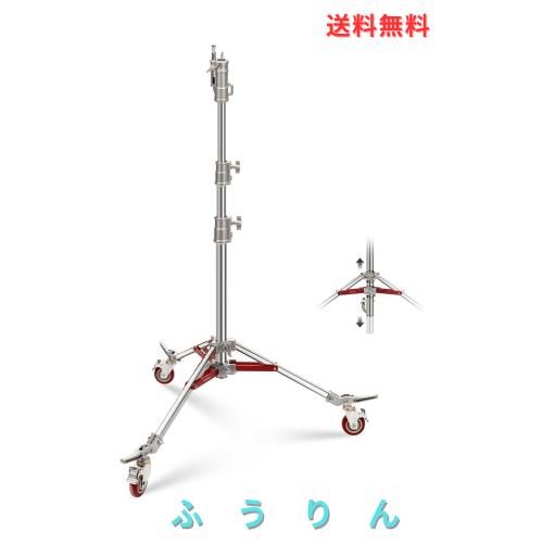 NEEWER 240cmステンレススチール製ライトスタンド 高耐久 写真用ライトスタンド キャスター/1-1/8”ジュニアレシーバー/スプリング式5/8”