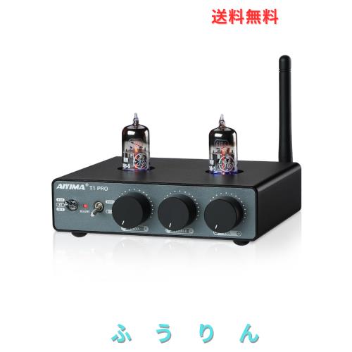 AIYIMA T1pro 6186 TUBE真空管 Bluetooth 5.1 プリアンプ トリガー付き QCC3040+NE5532 aptx-hd プリアンプ 高低音制御対応 HiFi ステレ