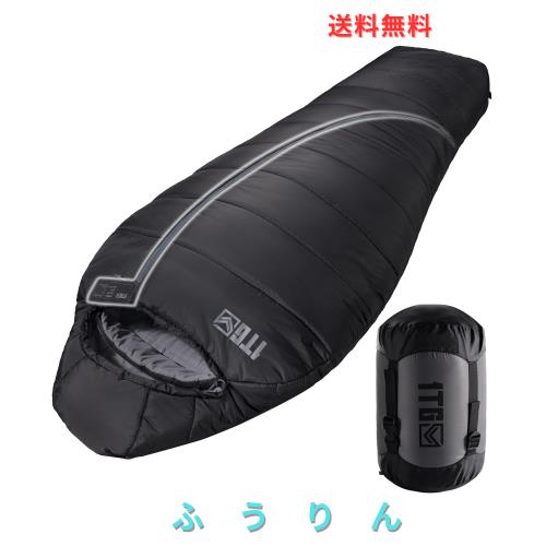 1TG Tactical 寝袋 マミー 型 シュラフ オールシーズン 夏用 冬用 適応温度-4℃ 耐寒保温 丸洗い可能 形崩れしない コンパクト 軽量 防水