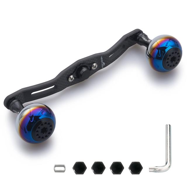 HEIGHTEN 130/120/110mm リール ハンドル 厚さ4mm 1.5K炭布 カーボン 30mmノブ搭載 シマノ(SHIMANO) ダイワ(DAIWA) アブ(Abu) 通用 ベイ