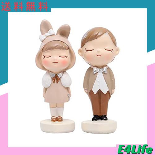 Roogo 樹脂彫像 手作り置物 可愛い贈り物 カップル恋人のプレゼント 彼女妻結婚記念バレンタインギフト ケーキトッパーデコレーション ウの ...