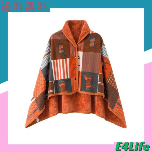 [LeafIn] ひざ掛け ブランケット ハーフケット 大判 4way 着る毛布 肩掛け ボタン付き 厚手 防寒対策 あったか チェック柄 ...
