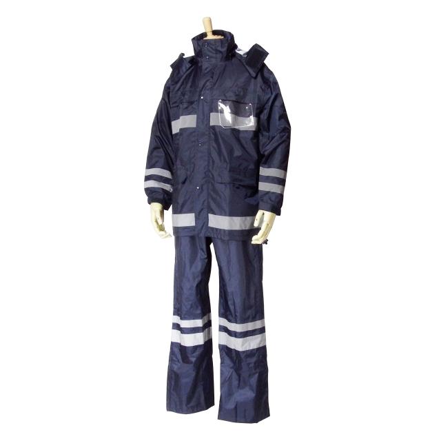 船橋(Funahashi.co.ltd) フナハシ 安全レイン ネイビー 3L 超軽量 透湿 レインウェア 《胸、背中、脚、腕に反射材付き》