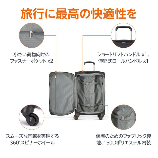 Amazonベーシック スーツケース キャリーバッグ ソフトサイド 53.5cm