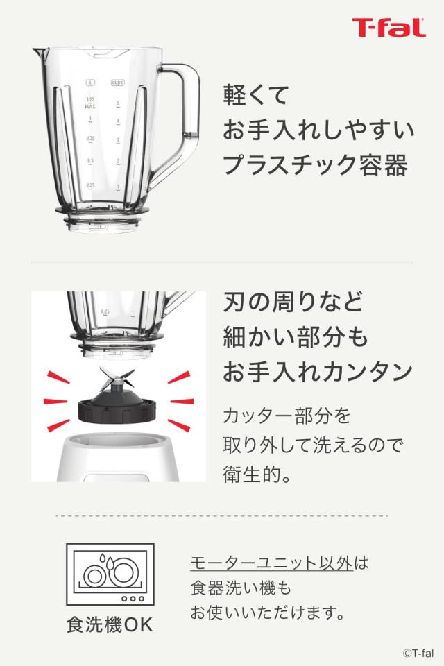 ティファール ミキサー 大容量 1.25L 350W ハイパワー 「ブレンドフォース ネオ ホワイト」 スムージー BL4201JP