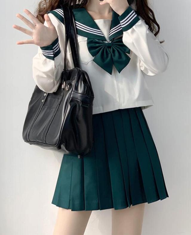 ニャンコ] の爪 セーラー服 長袖 グレー 白い コスプレ JK制服 蝶結び
