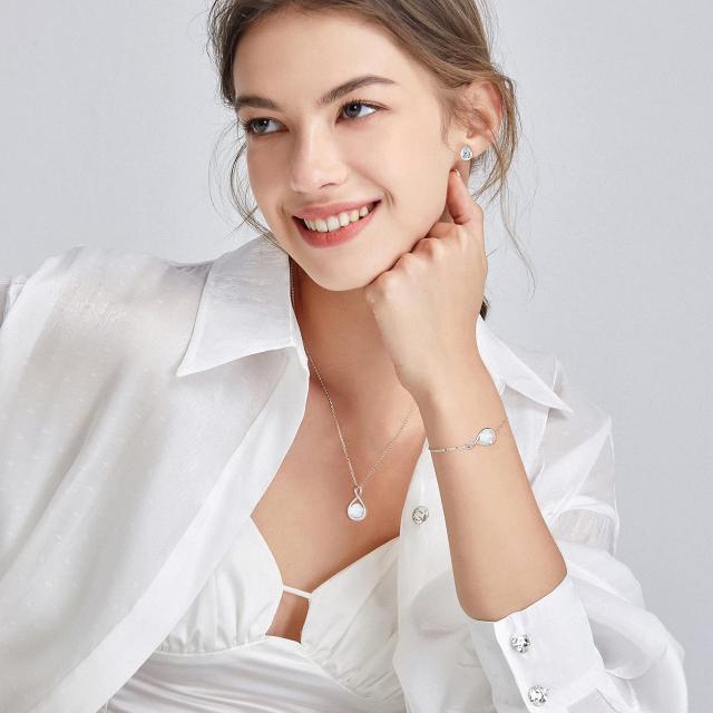 Agvana オパール ネックレス レディース 10月 誕生石 しずくモチーフ