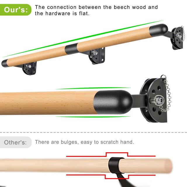 Kipika 壁掛け式 伝統的な無垢材 バレエバレシステム ストレッチ