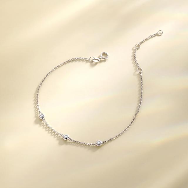 FANCIME ダイヤモンド ブレスレット レディース 3石 K18 ホワイトゴールド ラボグロウンダイヤモンド スリーストーン ホワイトデー お返 FANCIME ダイヤモンド ブレスレット レディース 3石 K18 ホワイト