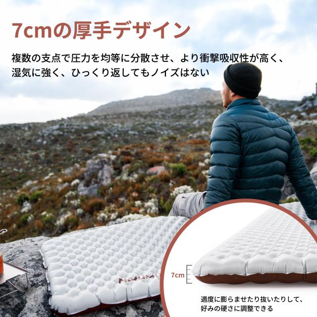 Naturehike  高R値 エアーマット R5.8/ 3.5 アウトドア -20°C使用可能 厚手7cm 超軽量 コンパクト キャンプ 登山 インフレーターマット