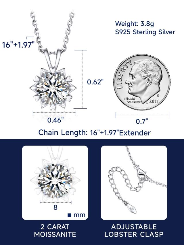 [MomentWish] 雪の結晶 ネックレス ２カラット モアッサナイト ネックレス レディース シルバー925 ペンダント プレゼント人気ブランド MomentWish] 雪の結晶 ネックレス 2カラット モアッサナイト