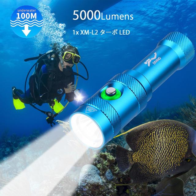 ダイビングライト 3種点灯モード 水中ライト 高輝度 5000ルンメー 水中