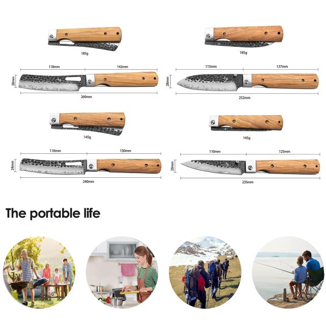 SENBN 440鍛造ステンレスシャープ折りたたみ調理師ナイフ皮むき