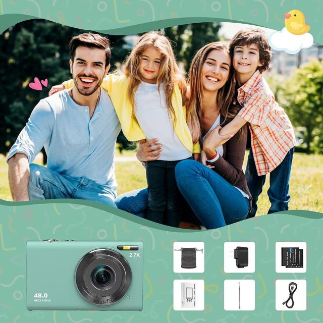 STUOGYUM デジタルカメラ 2.7K オートフォーカス デジカメ 4800万画素 FHD1520P録画 700mAhバッテリー2個搭載 16倍ズーム ウェブカメラ