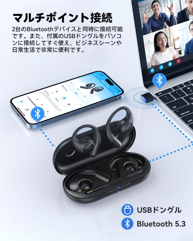 EMEET AirFlow オープンイヤーワイヤレスイヤホン 2024革新設計