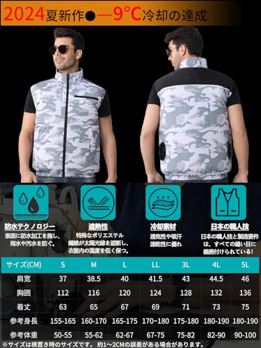LWXFYY] ファン付きベスト M 【超強28V出力/108L/s颶風風量】 空調