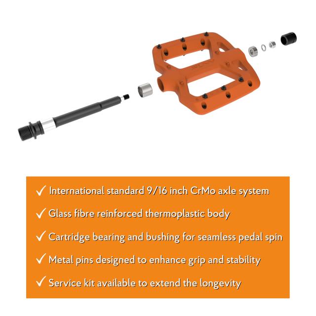 Funn Taipan ガラス繊維強化熱可塑性自転車ペダル 9/16インチのCrMo車軸と