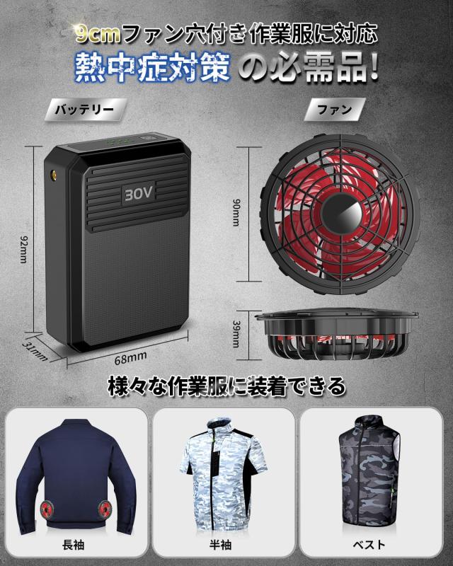 [AGGOZ] 空調作業服 ファンバッテリーセット 最新30V超高出力 40000mAh大容量バッテリー 強力冷却 4段階風力調節 超大風量 小型 軽量 空 AGGOZ] 空調作業服 ファンバッテリーセット 最新30V超高出力 40000mAh