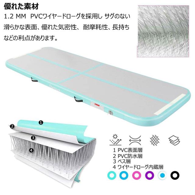 Fbsport 2/3/4/5/6M エアトラック 体操 マット エアーマット 折り畳み可能 インフレータブル 電動エアーポンプ付き 自宅用 トレーニング