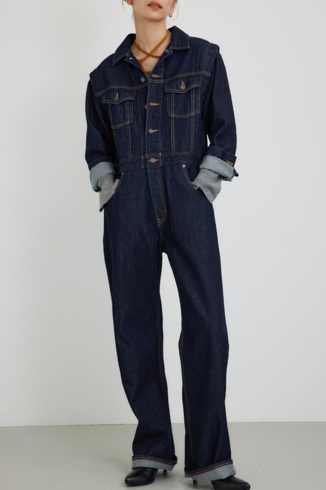 【30％OFF】 【PLUS】2WAYデニムジャンプスーツ WOMENSレディース