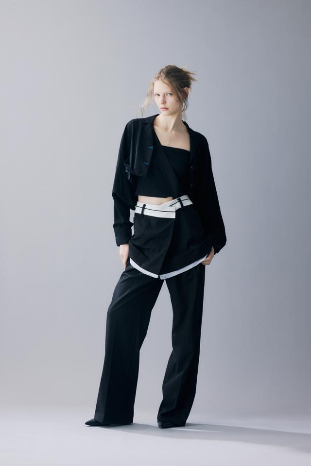 【PLUS】ワンショルダーレイヤードパンツ WOMENSレディース