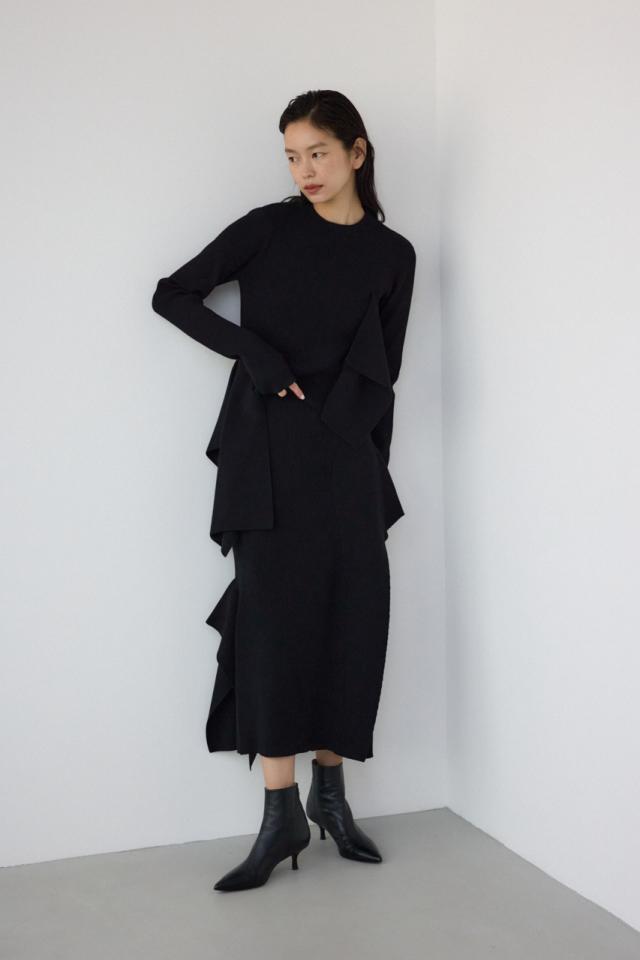 【PLUS】アシンメトリーレイヤードニットワンピース WOMENSレディース