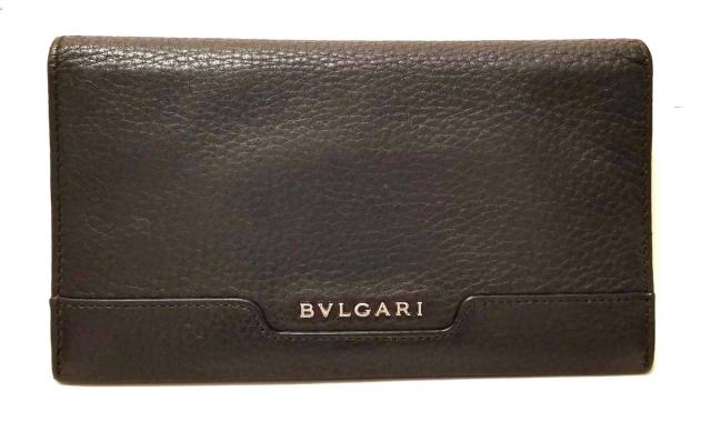 ブルガリ 長財布 レザー ブラック 黒 アーバン 財布 本革 メンズ ロゴ 33402 BVLGARI　【中古】