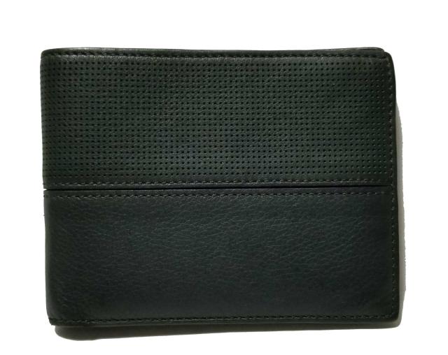 カルティエ 財布 二つ折り パンチングレザー 札入れ ダークグリーン メンズ 紳士用 カードケース Cartier 【中古】