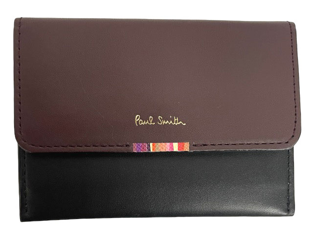 未使用 ポールスミス カードケース パスケース 定期入れ PWD941 ストライプ ブラック 黒 レディース Ｐａｕｌ Ｓｍｉｔｈ 【中古】