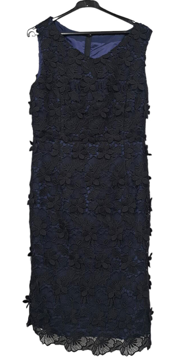 新品同様 GRACE CONTINENTAL グレースコンチネンタル ワンピース 刺繍 ノースリーブ レース ブラック ネイビー レディース 38 【中古】