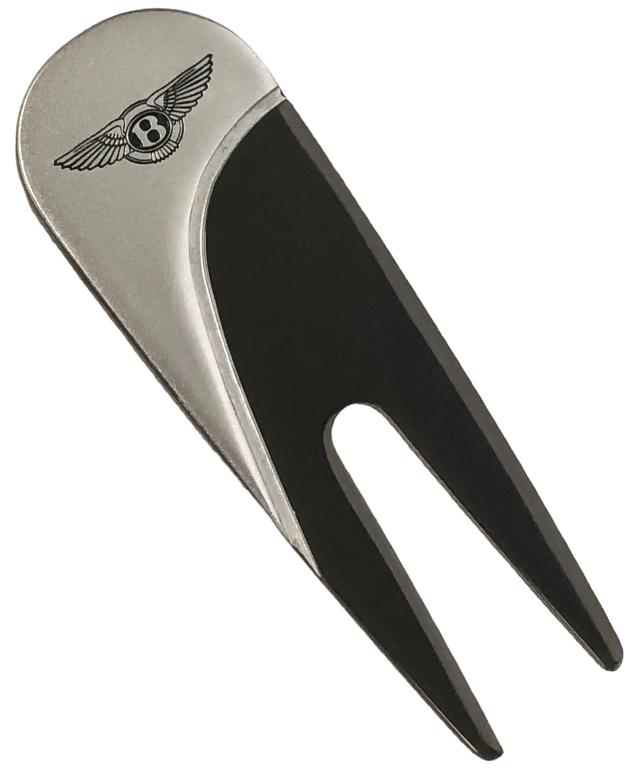 新品同様　ベントレー　ロゴ　BENTLEY GOLF　グリーンフォーク　ゴルフ用品　ステンレス製　シルバー×ブラック【中古】