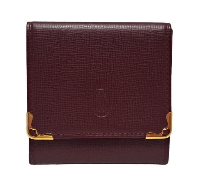 未使用 カルティエ ケース マスト 小銭入れ ボルドー ２C Ｃ２ 型押し レザー メンズ レディース Ｃａｒｔｉｅｒ　本革 【中古】