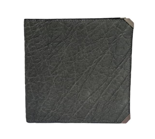 ヴァレクストラ 二つ折り 財布 札入 象革 エレファントレザー グレー 小銭入れなし メンズ Ｖａｌｅｘｔｒａ 財布 レザー 紳士用 【中古