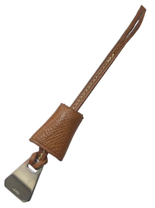 エルメス ミニクロシェット ブラウン ゴールド ボックスカーフ レザー HERMES 【中古】