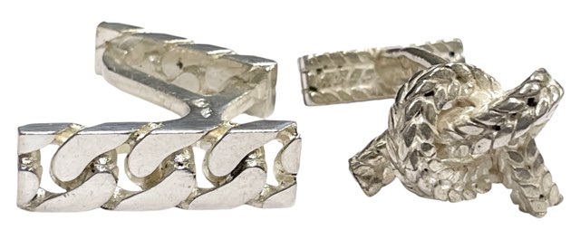 エルメス カフス シルバー製 カフリンクス ＳＶ925 メンズ HERMES シルバー ロープ チェーン 【中古】