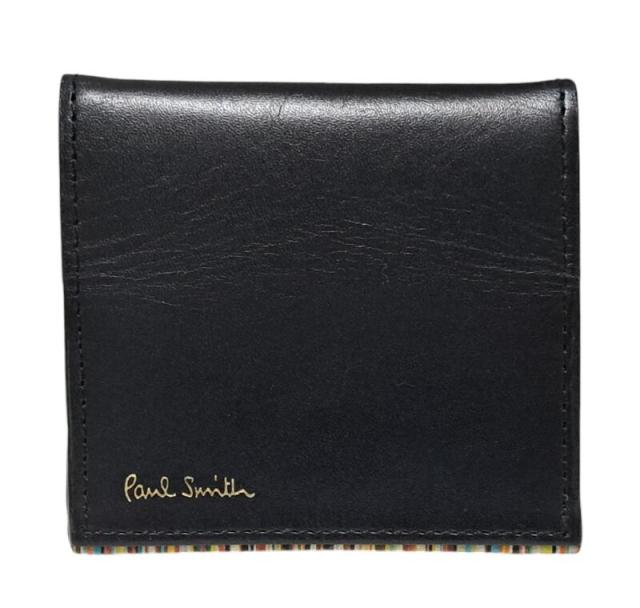 未使用 ポールスミス 小銭入れ ケース  PSC750 ボックス型 ブラック 黒 メンズ レディース ピンストライプ マルチカラー Paul Smit