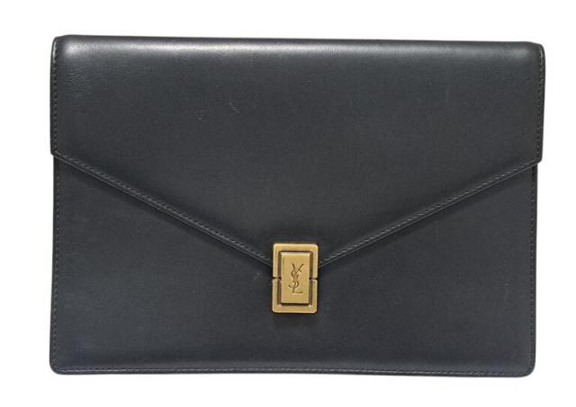 イヴサンローラン セカンドバッグ クラッチバッグ レザー 黒 ブラック メンズ イブサンローラン 革製 メンズバッグ YVES SAINT LAURENT