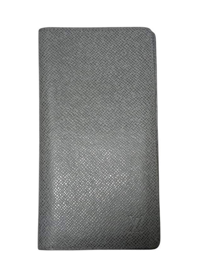 ルイ ヴィトン タイガ 財布 ポルトフォイユ ロン 札入れ M32644 グレー 型押し レザー 2つ折長札入れ グラシエ イニシャル入り LOUIS VUI