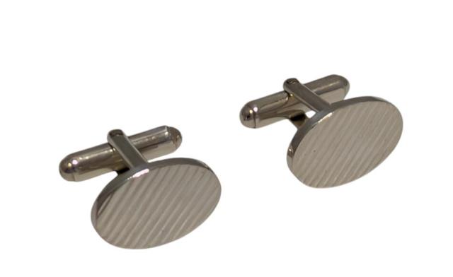 ティファニー カフリンクス カフス ストライプ オーバル ラウンド SV925 シルバー TIFFANY メンズ アクセサリー 【中古】