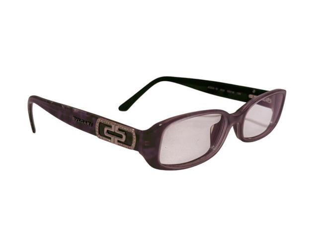 ブルガリ 眼鏡 メガネフレーム パレンテシ ラインストーン 4004-B パープル系 マーブル レディース 女性用 伊達メガネ BVLGARI 【中古】