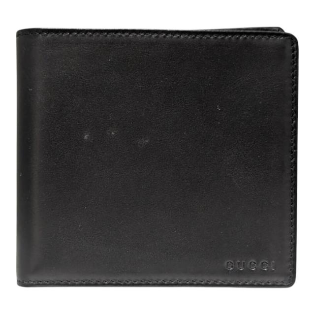 未使用 グッチ 財布 レザー 二つ折り オールドグッチ 札入れ ブラック 034.662 革製 3つ折り カードケース パスケース メンズ  紳士用 GU