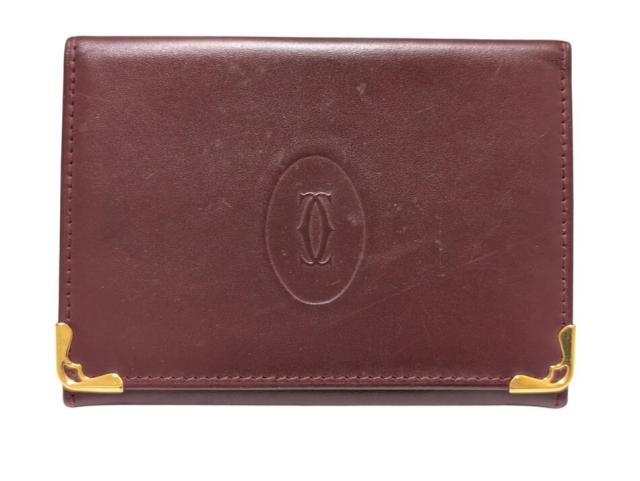 カルティエ マスト カードケース パスケース 名刺入れ 二つ折り マスト ドゥ ボルドー IDケース レザー Cartier メンズ レディース 【中