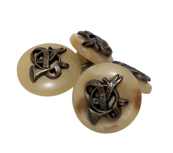 エルメス カフス カフスボタン ホーン ラッパ カフリンクス メンズ 紳士用 ビジネス フォーマル ベージュ GP ゴールド金具 HERMES 【中古