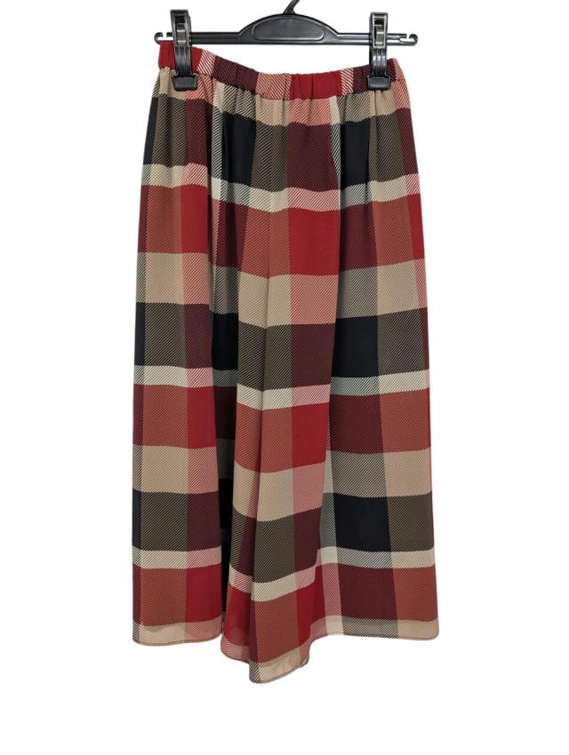 新品同様　クレストブリッジ ブルーレーベル ガウチョパンツ 裏地付　シフォン素材　チェック レッド系 36 レディース BLUE LABEL CRESTB