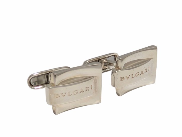 仕上げ済み ブルガリ カフス ＳＶ９２５ シルバー カフスボタン カフリンクス ロゴ スクエア シルバー製 銀製 ＢＶＬＧＡＲＩ 【中古】