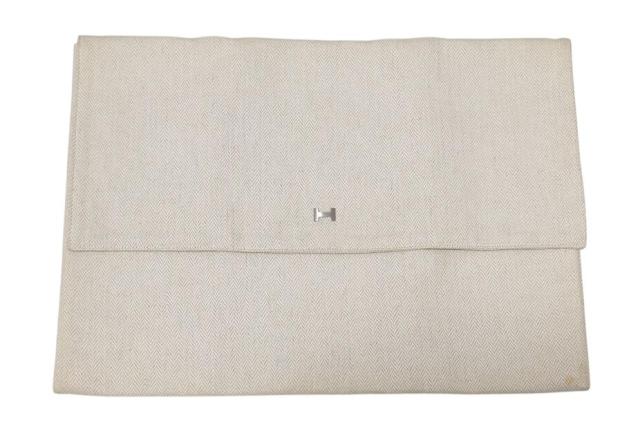 エルメス クラッチバッグ セカンドバッグ バッグインバッグ トラベルポーチ ラージ 書類ケース ヘリンボーン トワルシェブロン アイボリ