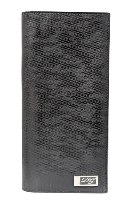 ドルチェ＆ガッバーナ 長財布 二つ折り 型押し レザー ブラック 黒 ファスナー付き 小銭入れ付き DGプレート ロゴプレート メンズ DOLCE&