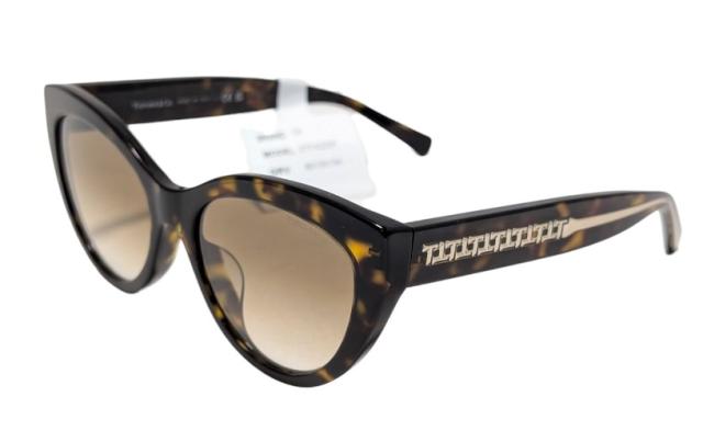 未使用 ティファニー サングラス キャットアイ Tiffany & Co. ＴＦ4220 Tモチーフ ブラウン グラデーション べっ甲調 ＴＩＦＦＡＮＹ レ